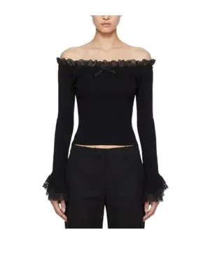Marissa Chiara Lace Trim Sweater - Black