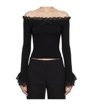 Marissa Chiara Lace Trim Sweater - Black