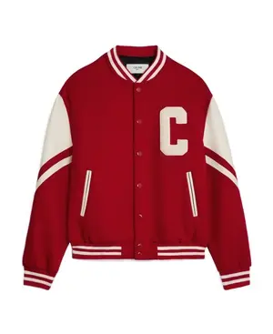 Celine Varsity Bomber Jacket - Red