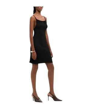 COURREGES Courrèges Ribbed-knit Square Neck Mini Dress - Black