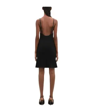 COURREGES Courrèges Ribbed-knit Square Neck Mini Dress - Black