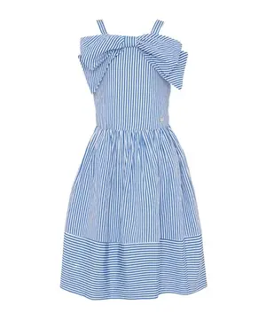 Monnalisa Striped Dress With Oversized Bow Detail