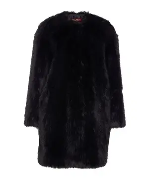Max Mara Crewneck Long-sleeved Fur Coat - No