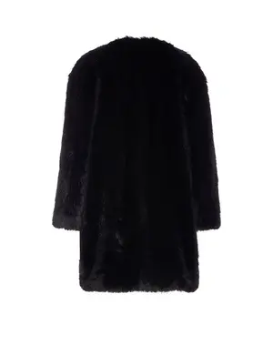 Max Mara Crewneck Long-sleeved Fur Coat