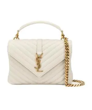 Saint Laurent Saint Laurent College Quilted Medium Shoulder Bag White Wine