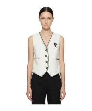 Marissa Chiara Sleeveless V-neck Vest - White