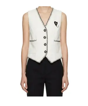 Marissa Chiara Sleeveless V-neck Vest - White