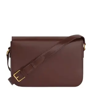 Celine Classique Triomphe Bag In Shiny Calfskin - Brown