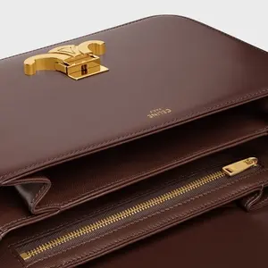 Celine Classique Triomphe Bag In Shiny Calfskin - Brown