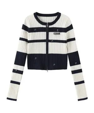 Marissa Chiara Colorblock Heart Knit Cardigan - Blue/white