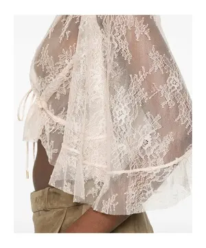Alberta Ferretti Lace Trimmed Short Sleeve Shirt