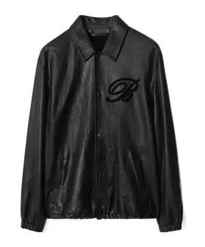 Burberry Cursive Logo Leather Overshirt - Black