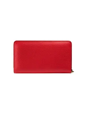 Gucci Print Leather Zip Around Wallet