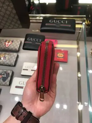 Gucci Print Leather Zip Around Wallet