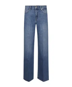 7 For All Mankind Flared Buttoned Jeans - Blue
