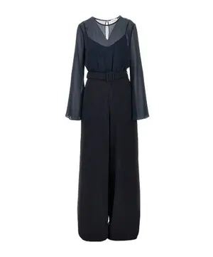 P.a.r.o.s.h Belted Sheer Jumpsuit - Black