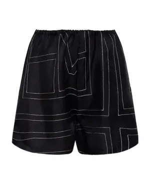 TOTEME Geometric Print Elasticated Waist Shorts - Black
