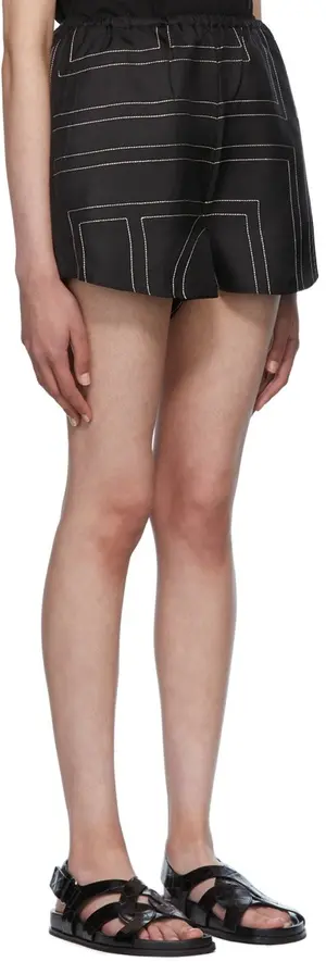 TOTEME Geometric Print Elasticated Waist Shorts - Black