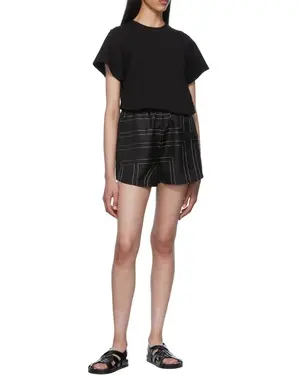 TOTEME Geometric Print Elasticated Waist Shorts - Black