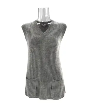 Max Mara Sleeveless Ribbed Knit Vest With Pockets