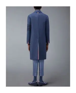 Thom Browne Striped Four-bar Concealed Fastened Coat