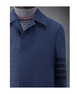 Thom Browne Striped Four-bar Concealed Fastened Coat