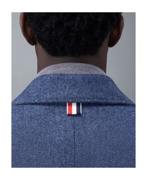 Thom Browne Striped Four-bar Concealed Fastened Coat