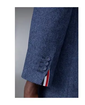 Thom Browne Striped Four-bar Concealed Fastened Coat