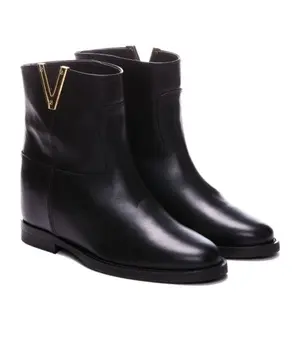 VIA ROMA 15 V Logo Round-toe Ankle Boots