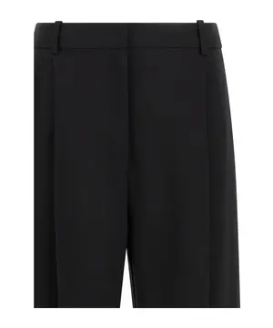 Elisabetta Franchi Fluid Stretch Cady Wide Leg Pants - Black