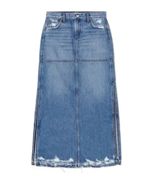 RE/DONE Split Mid-rise Denim Skirt - Blue