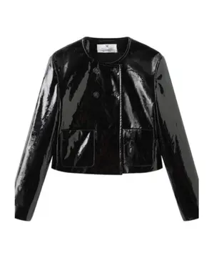 Marissa Chiara Long-sleeved Leather Jacket - Black