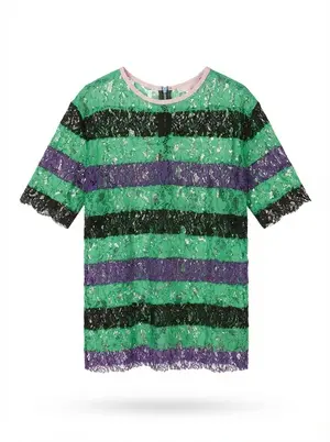 Sportmax Striped Lace T-shirt - Green