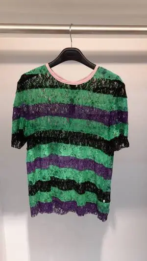 Sportmax Striped Lace T-shirt - Green