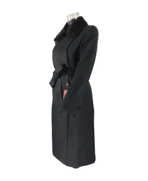 Max Mara Belted Lapel Long Sleeve Coat