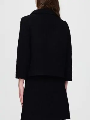 Valentino Garavani Curly Wool Jacket With Gemstone Button Detail - Black
