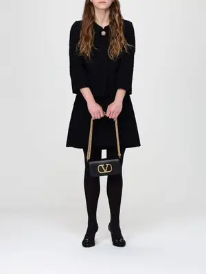 Valentino Garavani Curly Wool Jacket With Gemstone Button Detail - Black