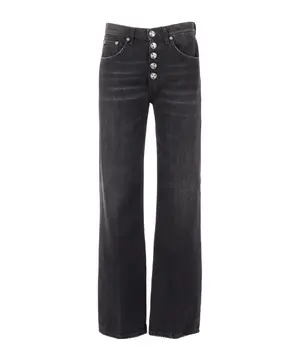 DONDUP Jacklyn Wide-leg Jeans With Buckle Detail - Black