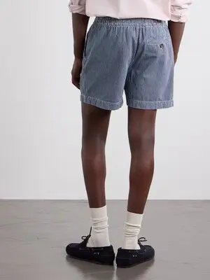 DRAKE'S Straight-leg Striped Cotton Drawstring Shorts