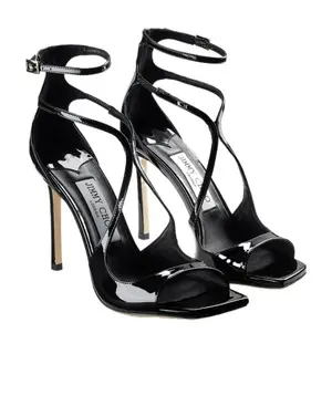JIMMY CHOO Logo High-heeled Sandals - Black