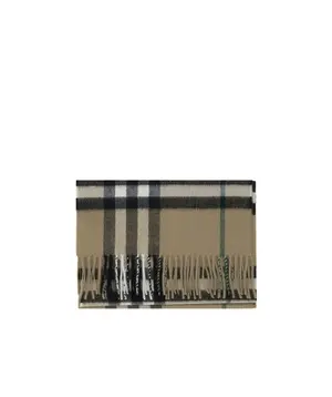 Burberry Burberry Checked Fringed-Edge Scarf Gray