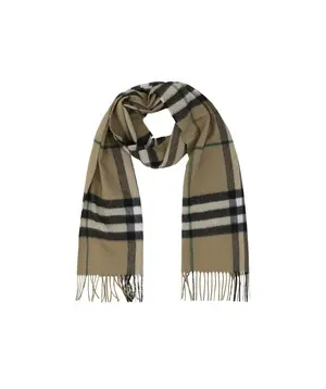 Burberry Checked Fringed-edge Scarf - Gray