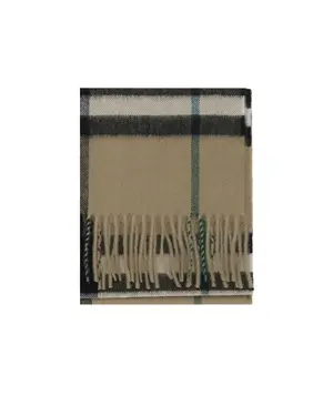 Burberry Checked Fringed-edge Scarf - Gray