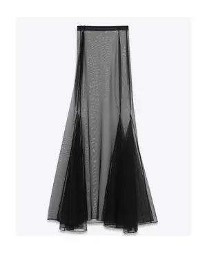 Saint Laurent Long Stretch Tulle Skirt