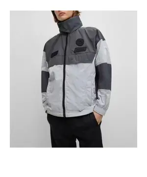 Hugo Boss Logo Patch Color Block Hooded Jacket