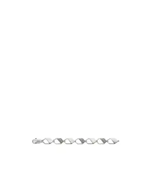 Fendi Hexagon Chain Bracelet With Black Enamel Ff Motif - Silver