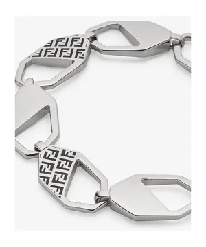 Fendi Hexagon Chain Bracelet With Black Enamel Ff Motif