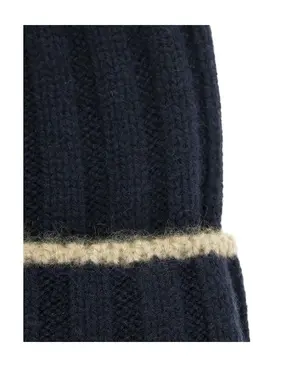 Brunello Cucinelli Ribbed Knit Beanie - Black