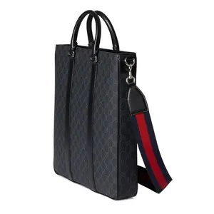 Gucci Gg Supreme Canvas Tote Bag With Adjustable Shoulder Strap - Black