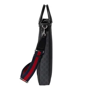 Gucci Gg Supreme Canvas Tote Bag With Adjustable Shoulder Strap - Black